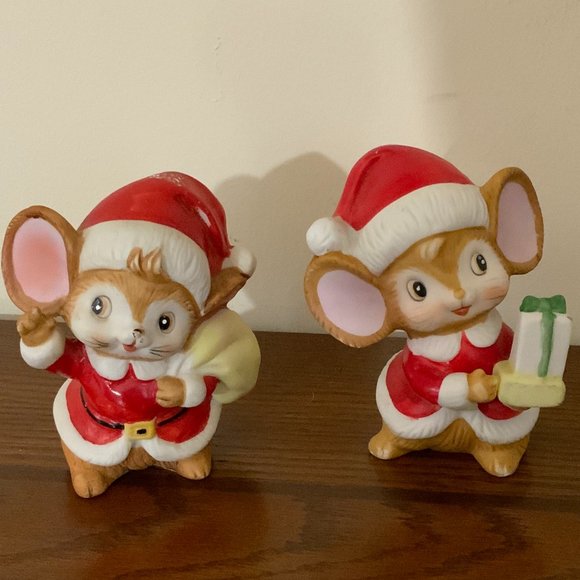 Vintage | Holiday | 2 Vintage Homco Ceramic Christmas Mice Figurines ...